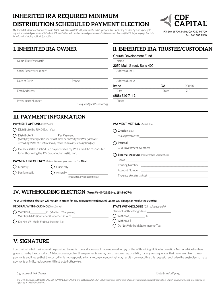 Fillable Online cdfcapital INHERITED IRA REQUIRED MINIMUM Fax Email ...