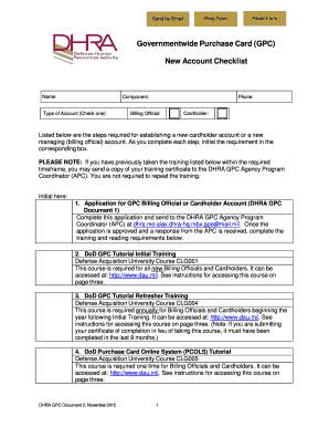 Fillable Online dhra GPC Account Set-up Checklist - dhra Fax Email ...
