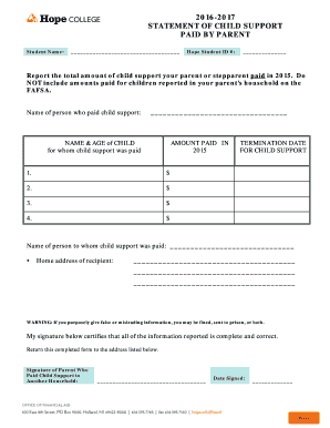 Fillable Online hope STATEMENT OF CHILD SUPPORT - hope Fax Email Print ...