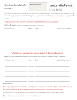 Fillable Online cmu Pull-Ins Request/Authorization Form Fax Email Print ...