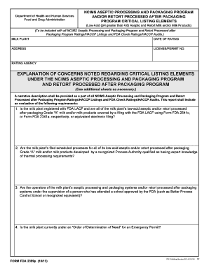 Fillable Online fda FORM FDA 2359p. NCIMS Aseptic Processing and ...