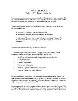 Fillable Online Believe 271 Foundation, Inc Fax Email Print - pdfFiller