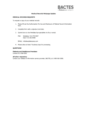 Fillable Online Medical Records Webpage Update Fax Email Print - pdfFiller