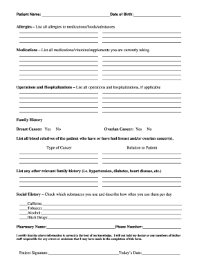 Fillable Online Patient Name: Date of Birth: Fax Email Print - pdfFiller