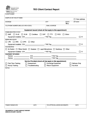 Fillable Online dshs wa TED Client Contact Report - dshs wa Fax Email ...