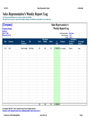 Fillable Online Sales-Representive-Report.xls. Sales reresentative's ...