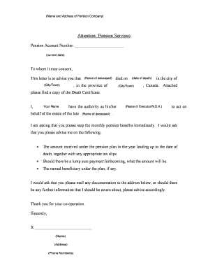 Fillable Online Pension Letter with no Surviving Spouse Fax Email Print ...