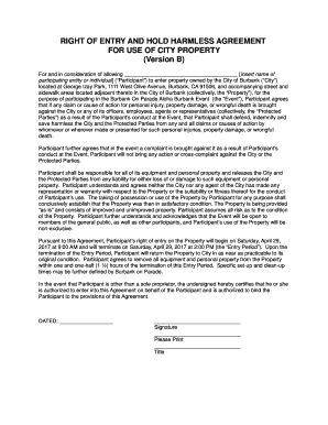 Fillable Online BOP Entry Agreement B 2017 Fax Email Print - pdfFiller