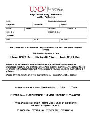 Audition Form For Acting | pdfFiller