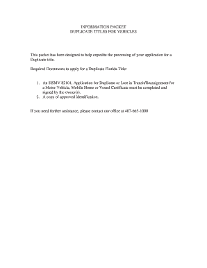 Fillable Online DUPLICATE TITLES FOR VEHICLES Fax Email Print - pdfFiller