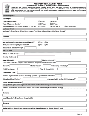 Fillable Online Please read the Passport Instruction Booklet carefully before filling the form ...