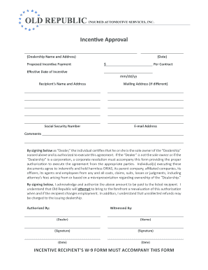 Fillable Online Incentive Approval Fax Email Print - pdfFiller