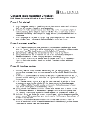 Fillable Online Consent Implementation Checklist Fax Email Print ...