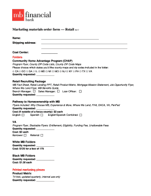 Fillable Online Marketing materials order form Retail 02/17 Fax Email ...