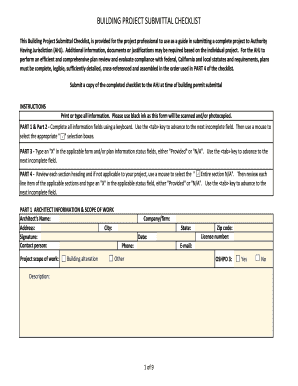Fillable Online BUILDING PROJECT SUBMITTAL CHECKLIST Fax Email Print ...