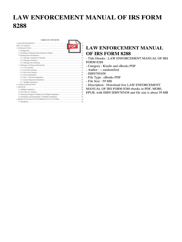Fillable Online owii LAW ENFORCEMENT MANUAL OF IRS FORM 8288. LAW ...