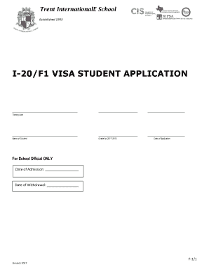 Fillable Online I-20/F1 VISA STUDENT APPLICATION Fax Email Print ...