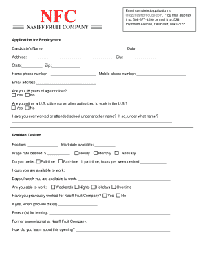 Fillable Online Universal Employment Application. Company Application ...