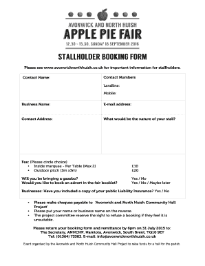 Fillable Online sites create-cdn STALLHOLDER BOOKING FORM - sites ...