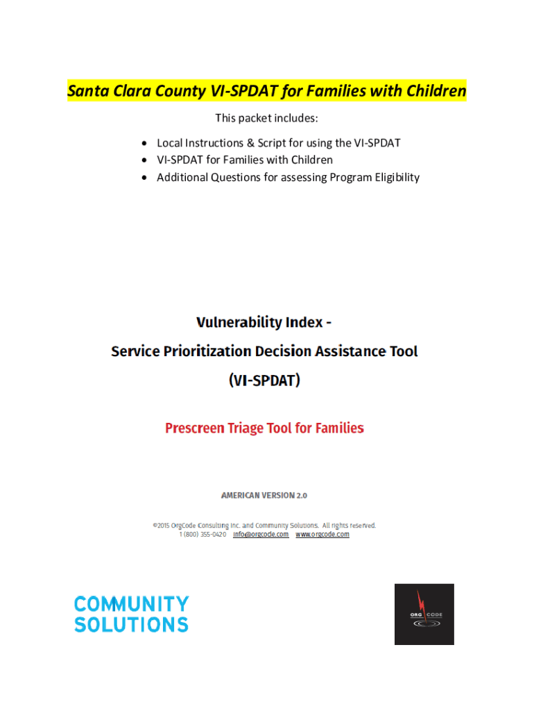 Fillable Online scc hmis vi spdat santa clara county Fax Email Print ...