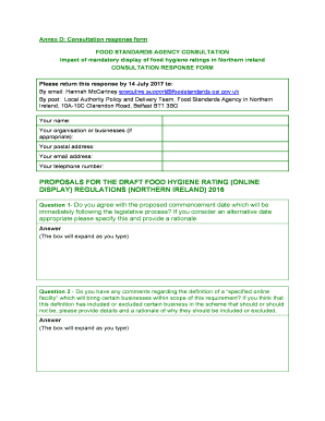 Fillable Online Annex D Online Consultation Response Form. Fax Email ...