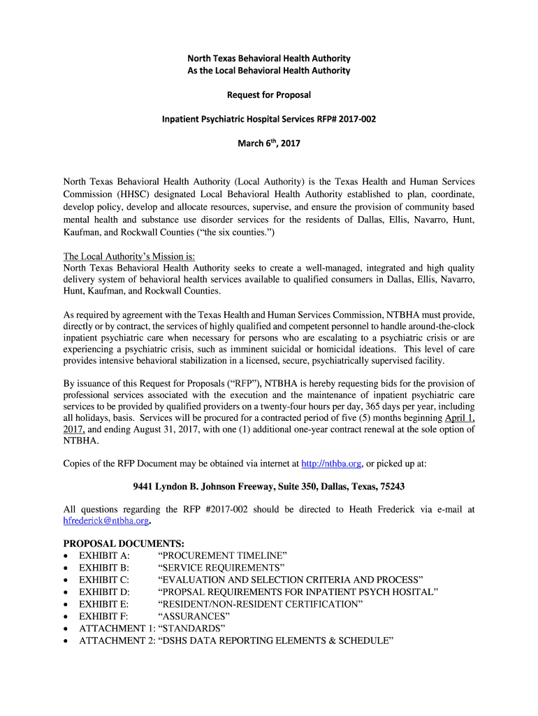 Fillable Online North Texas Behavioral Health Authority As the Local ...