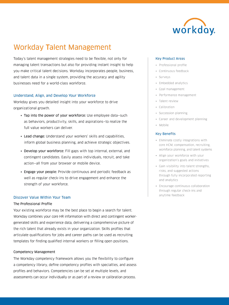 Fillable Online Workday Talent Management Fax Email Print - pdfFiller