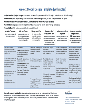 Fillable Online Project Model Design Template (with notes) Fax Email ...