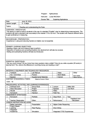 Fillable Online CAWS Lesson Plan Template - cullmancareers.com Fax ...