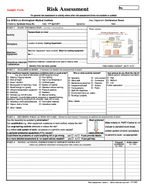 Fillable Online bhsea org Sample Form Risk Assessment No. - BHSEA ...