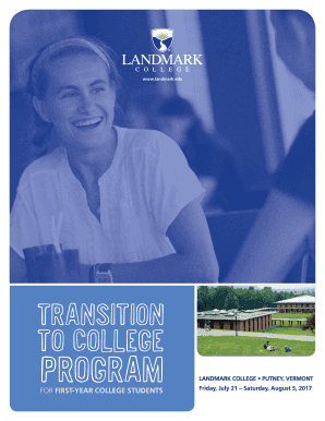 Fillable Online landmark FOR FIRST-YEAR COLLEGE STUDENTS - Landmark ...