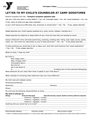Fillable Online ymcaspokane letter to my child's counselor at camp goodtimes - YMCA Spokane ...