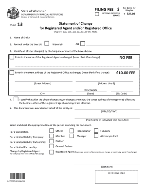 Fillable Online Statement of Change for Registered Agent and/or ...