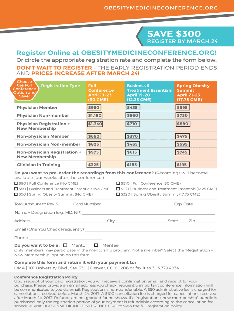 Fillable Online spring obesitymedicine Printable Registration Form ...