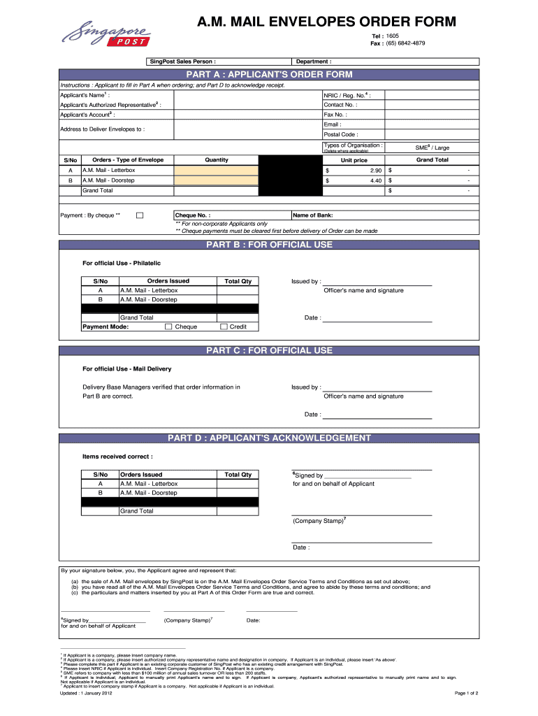 Fillable Online MAIL ENVELOPES ORDER FORM Fax Email Print - pdfFiller