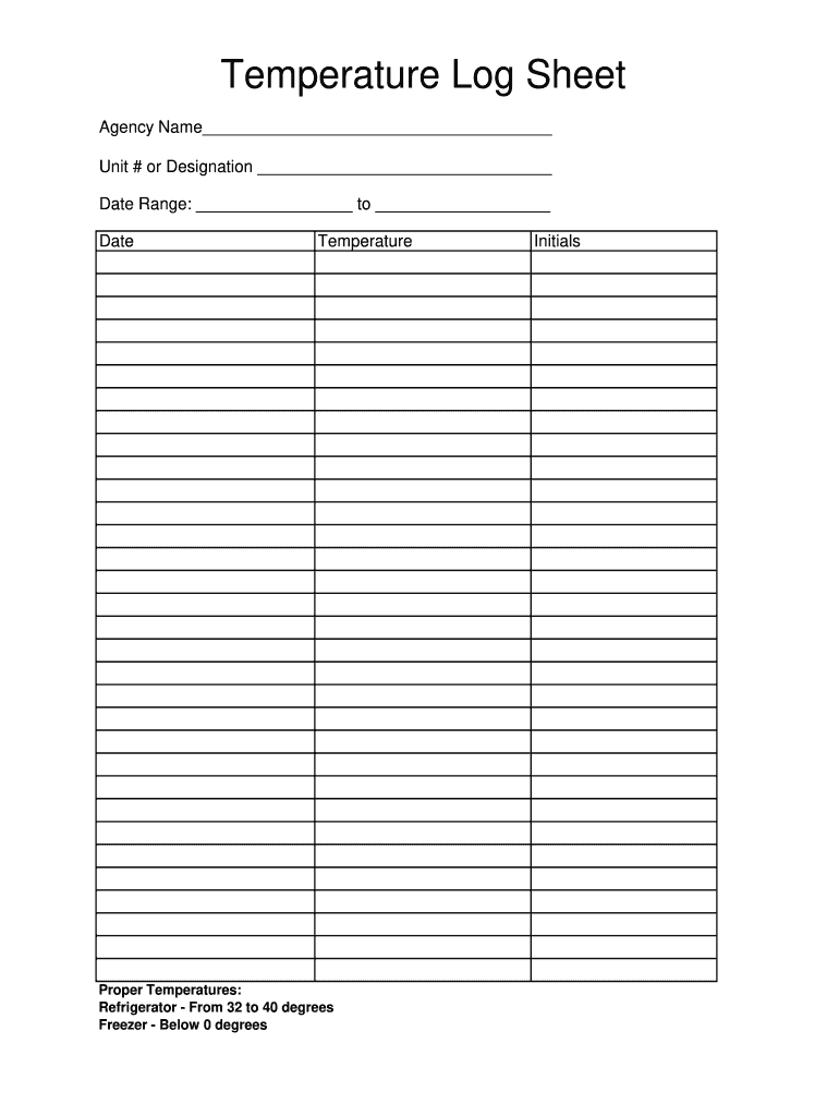 Printable Food Temp Log Template Printable World Holiday