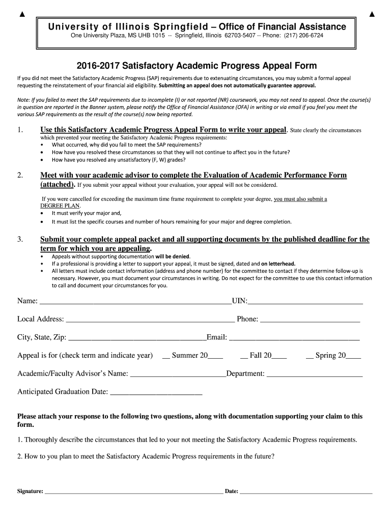 Fillable Online uis University of Illinois Springfield Office of ...