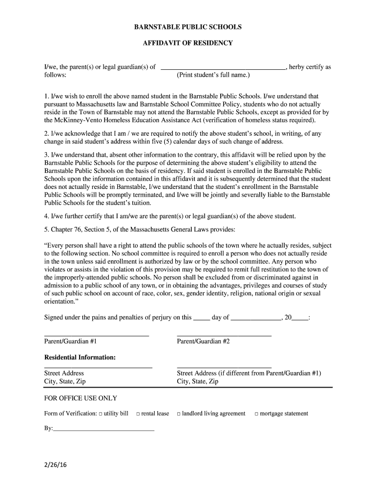 Fillable Online barnstable k12 ma 2/26/16 BARNSTABLE PUBLIC SCHOOLS ...