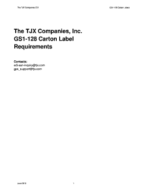 Fillable Online GS1-128 CARTON LABEL - TJX Logistics Fax Email Print ...