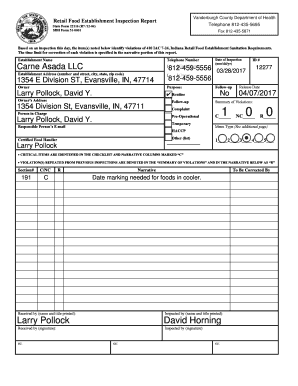 Fillable Online Food Inspection Report - City-County Observer Fax Email ...