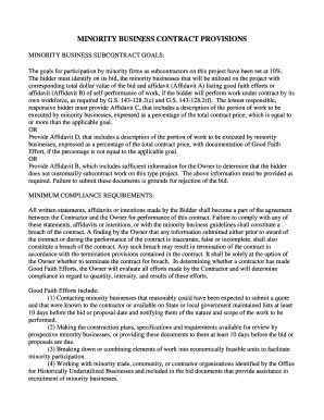 Fillable Online MINORITY BUSINESS CONTRACT PROVISIONS Fax Email Print ...