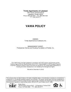 Fillable Online VAWA POLICY - phhf.com Fax Email Print - pdfFiller