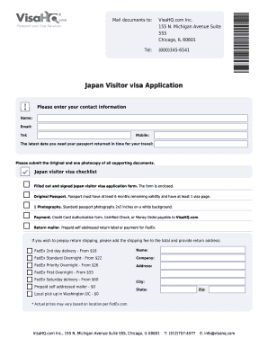 Fillable Online Japan Visitor visa Application Fax Email Print - pdfFiller