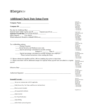 Fillable Online Additional Check Date Setup Form Fax Email Print ...