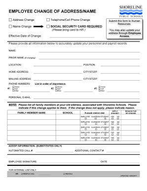 Fillable Online shorelineschools EMPLOYEE CHANGE OF ADDRESS.docx ...