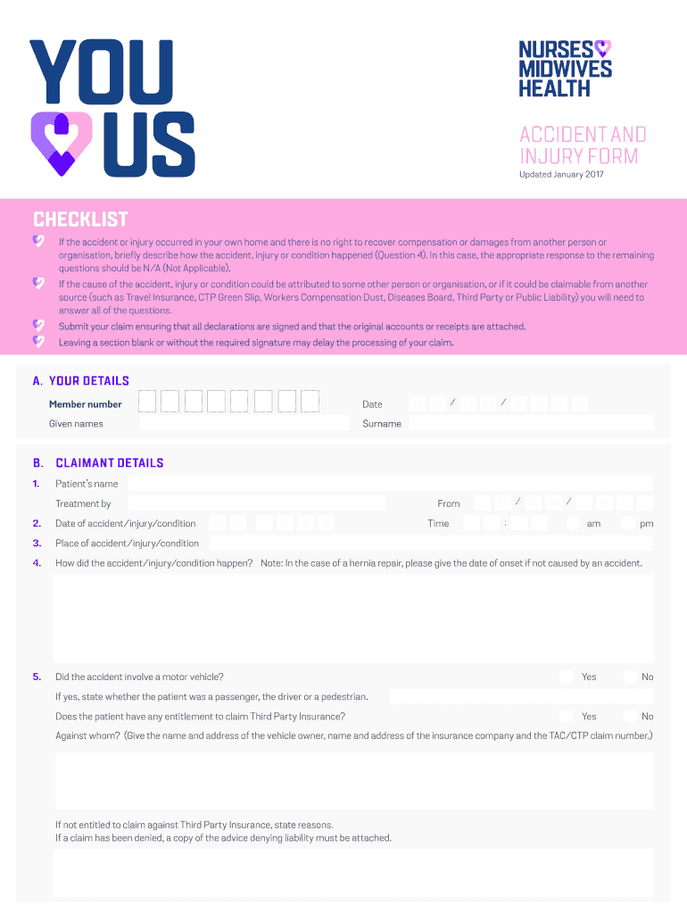 US Accident and Injury Form - Blank Fillable Template | Fill Out, Print ...