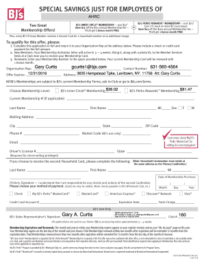 Fillable Online ahrc BJ's Application Fax Email Print - pdfFiller