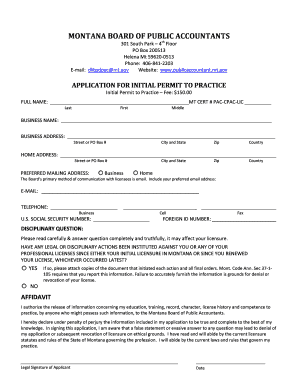Fillable Online initial permit to practice application combined Fax ...