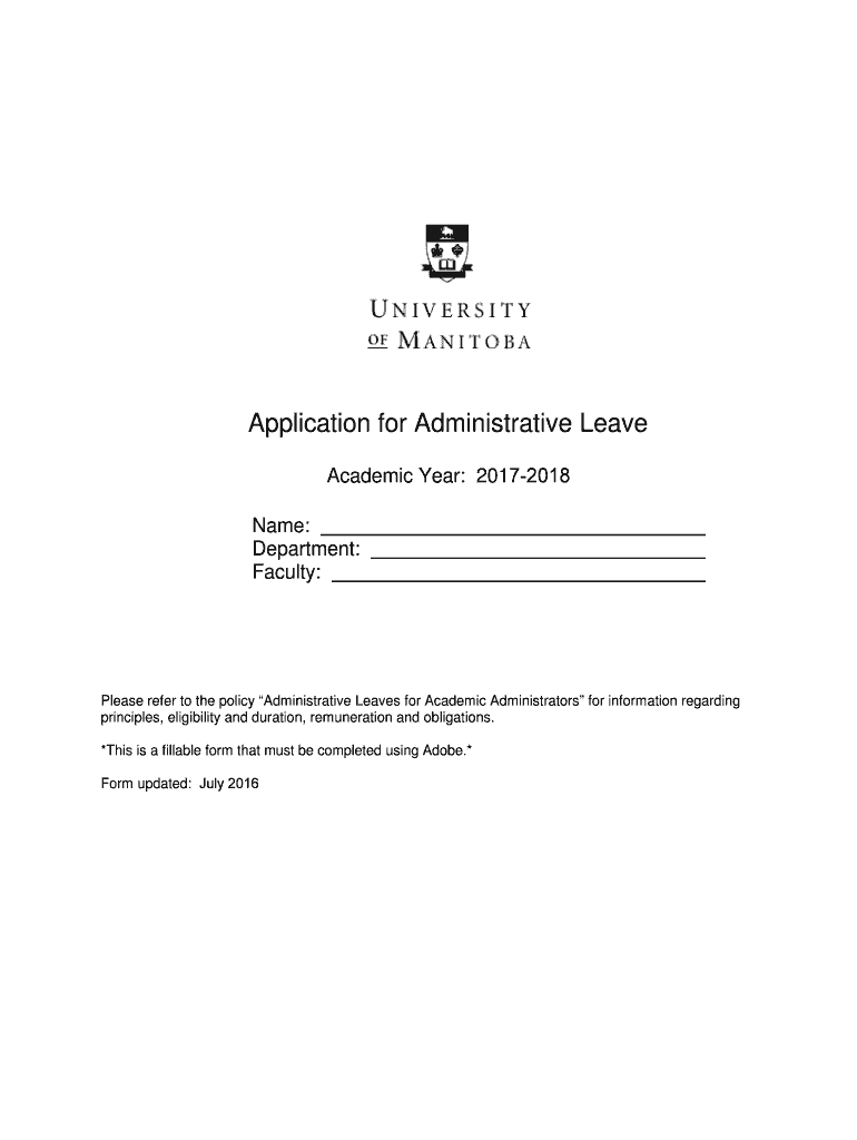 Fillable Online umanitoba Application for Administrative Leave ...