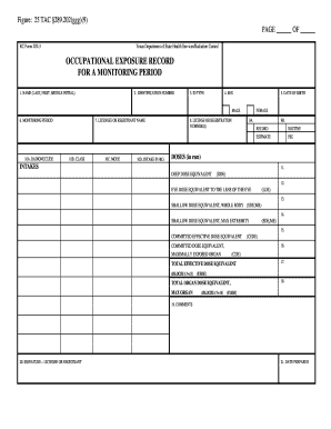 Fillable Online occupational exposure record for a monitoring period ...
